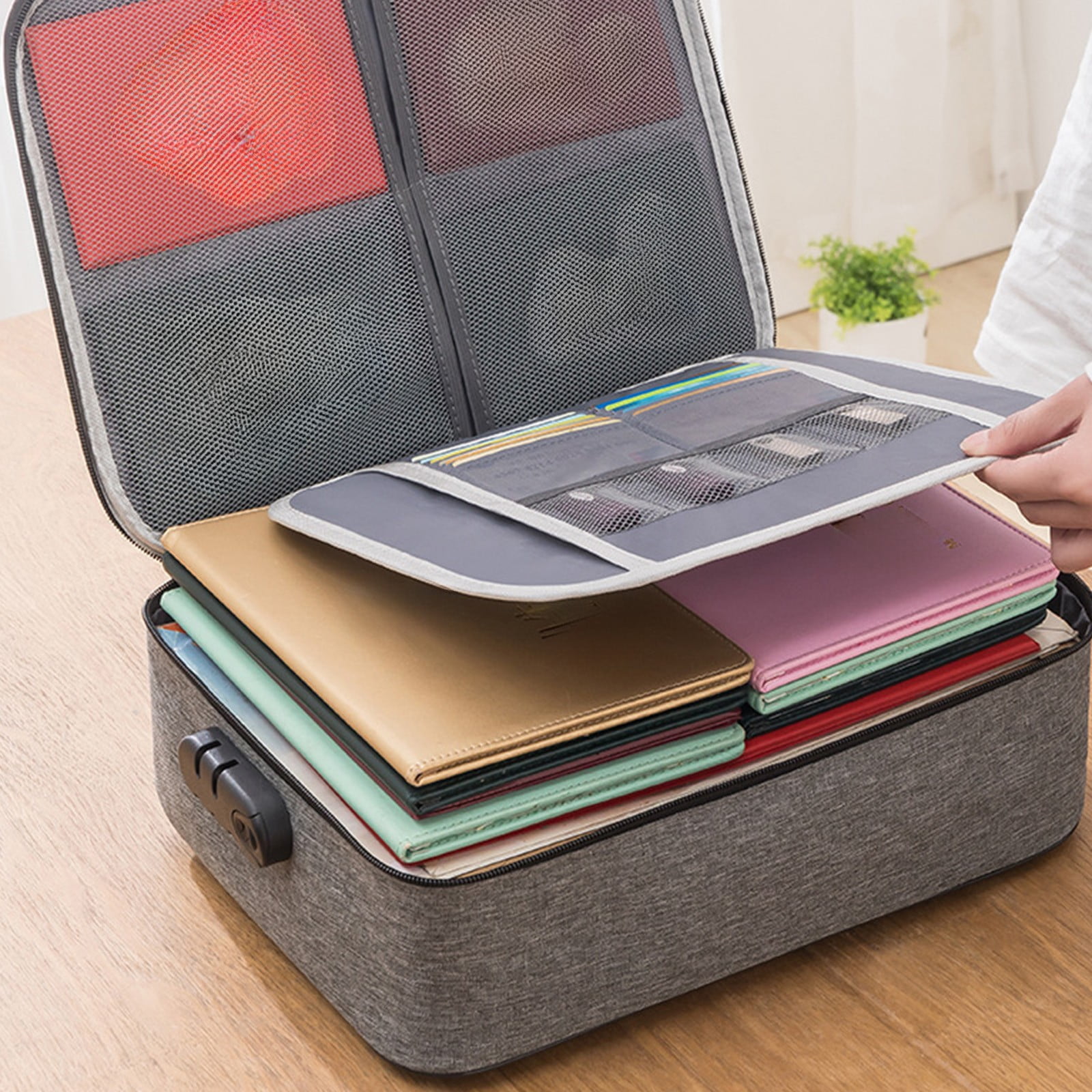 Bxaolu Document Bag with Lock, 3-Layer File Storage Case with Water ...