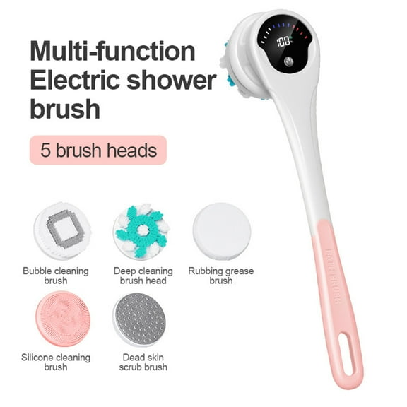 Electric Body Scrubber Shower Brush with 5 Replaceable Heads Waterproof ...