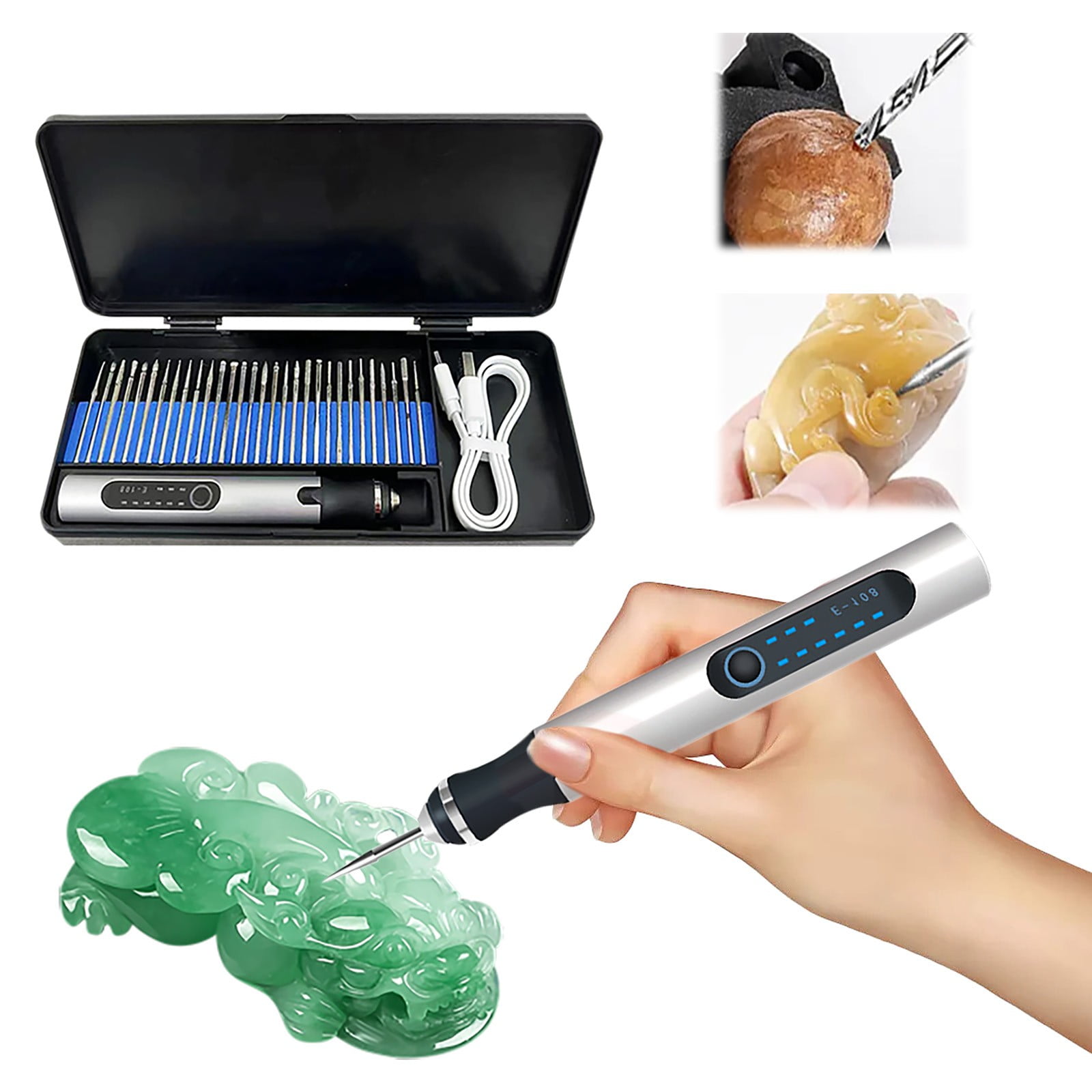 Bxaolu Electric Engraving Pen with 30 Bits, USB Rechargeable Cordless ...