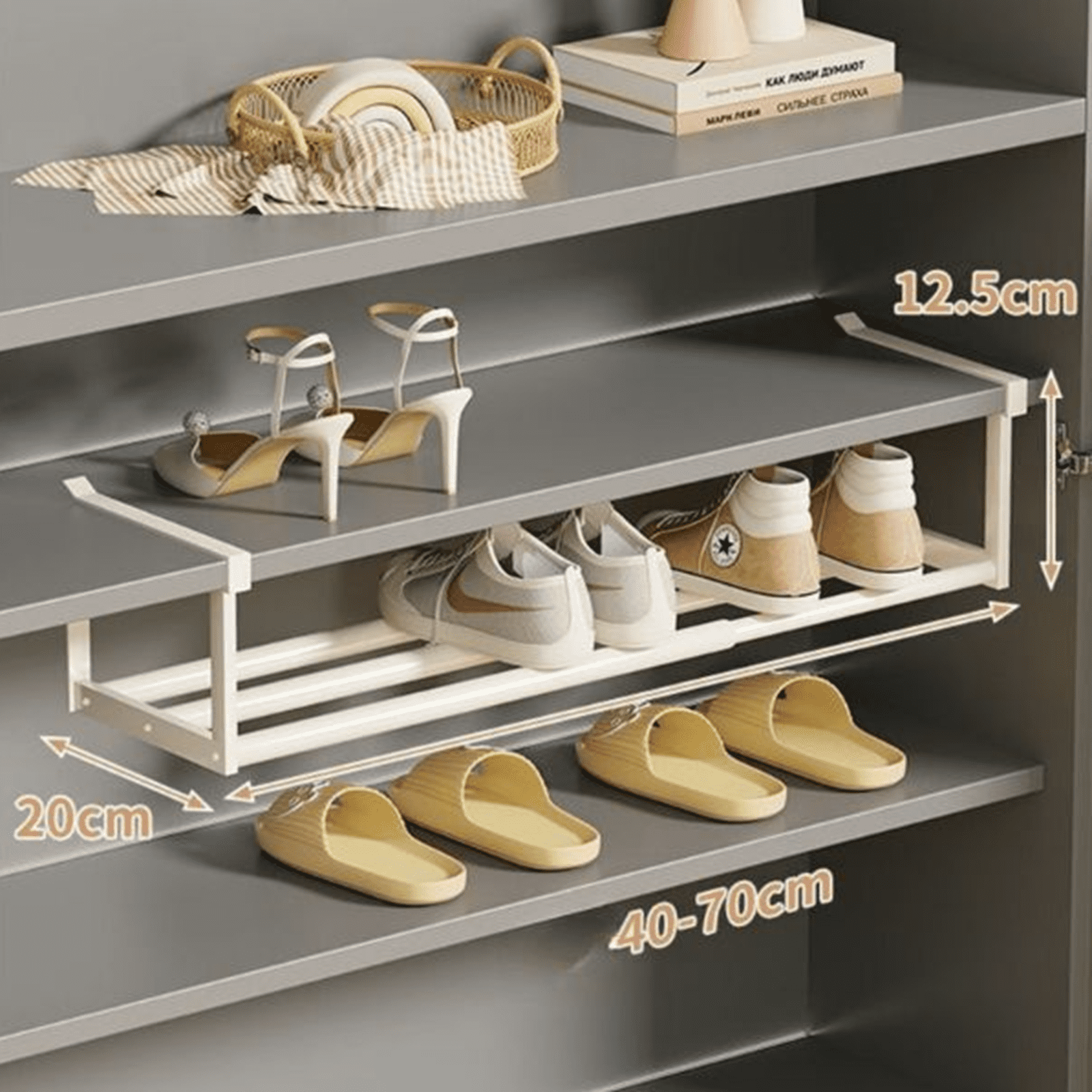 Bxaolu Expandable Under Cabinet Shelf, Extendable Under Shelf Storage ...