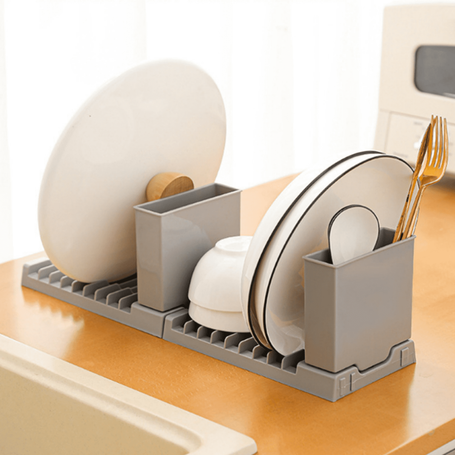 Bxaolu Expandable Dish Rack, Compact Dish Drainer, Dish Drying Rack ...