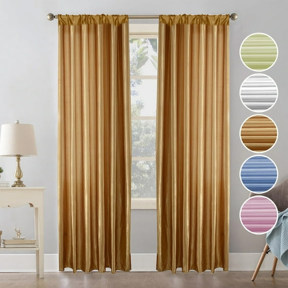 Bxaolu Faux Silk Blackout Curtains Sparkle Satin Curtain Drapes for ...