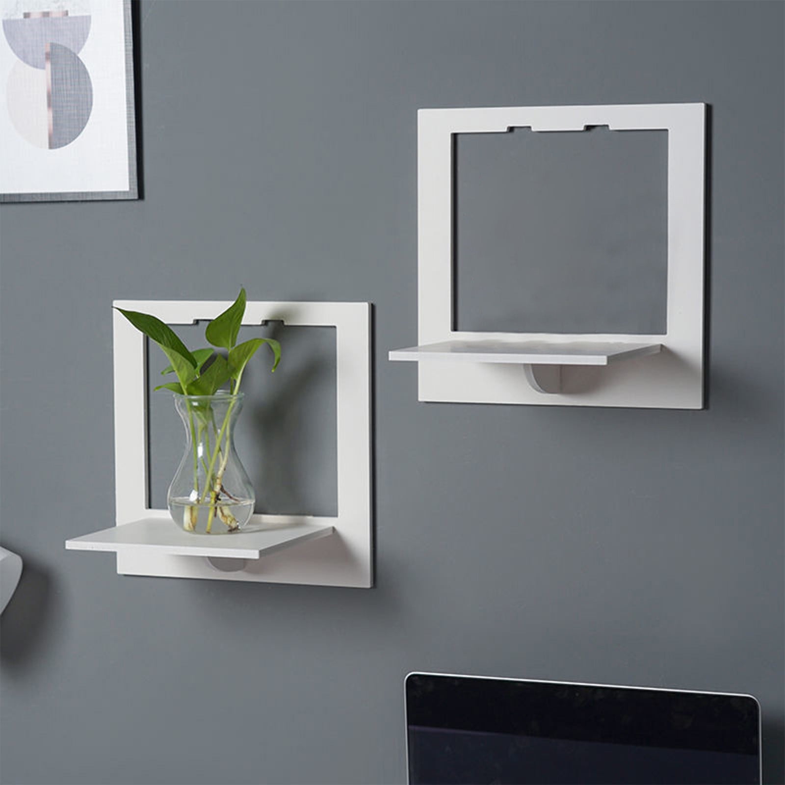 Bxaolu Floating Shelves for Wall No Drilling, Adhesive Shelves,White ...
