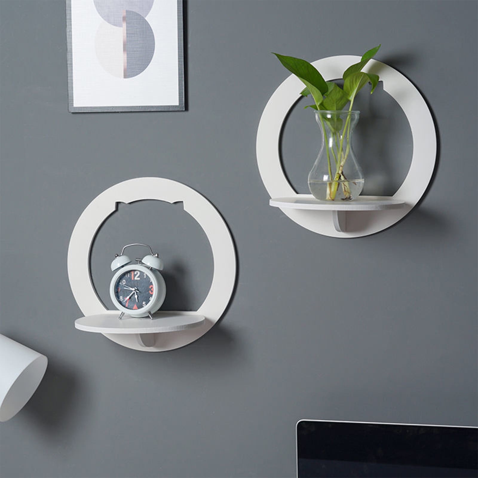 Bxaolu Floating Shelves for Wall No Drilling, Adhesive Shelves,White ...