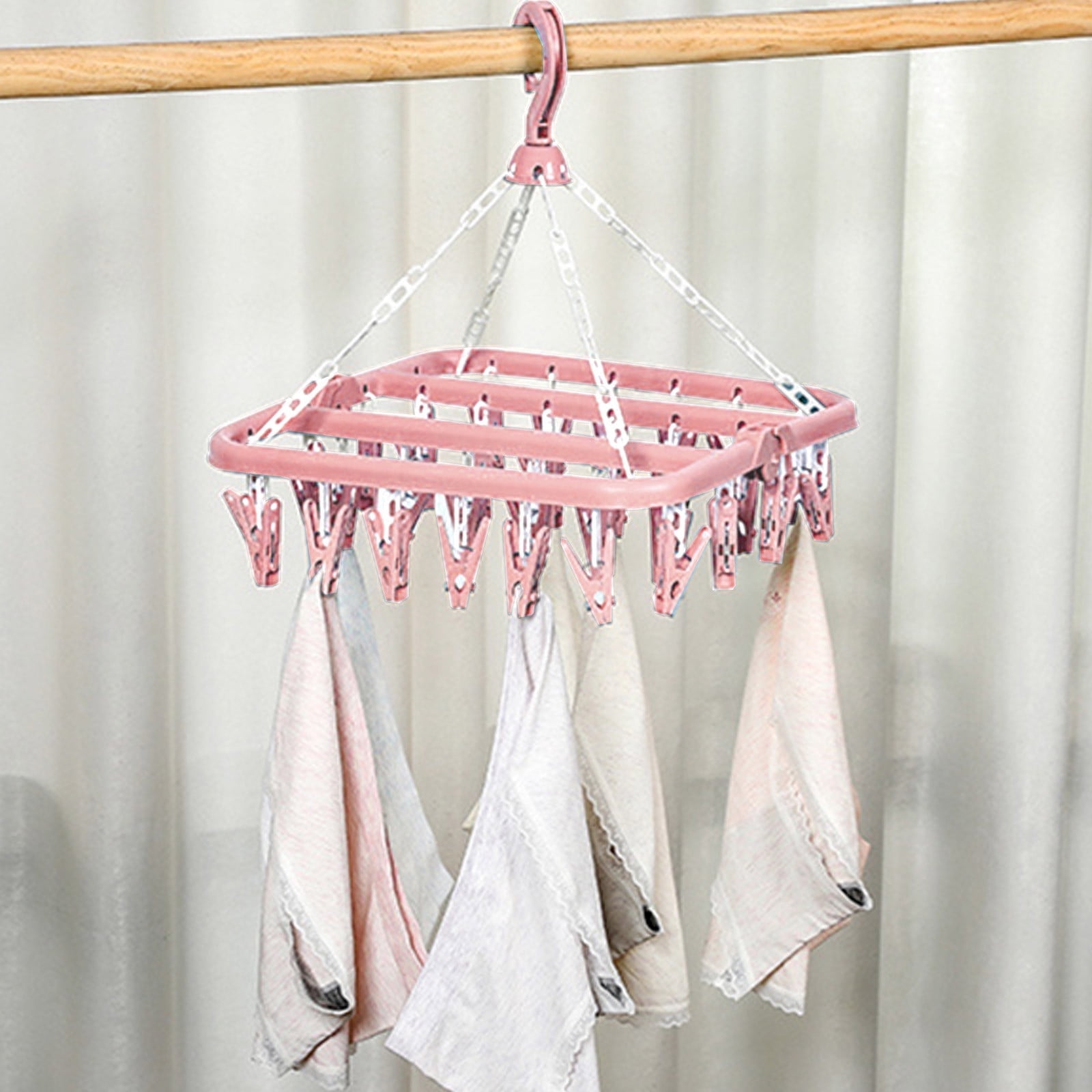 Bxaolu Foldable Clip and Drip Hanger with 32 Clips - Plastic Hanging ...