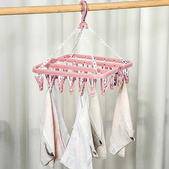 Bxaolu Foldable Clip and Drip Hanger with 32 Clips - Plastic Hanging ...