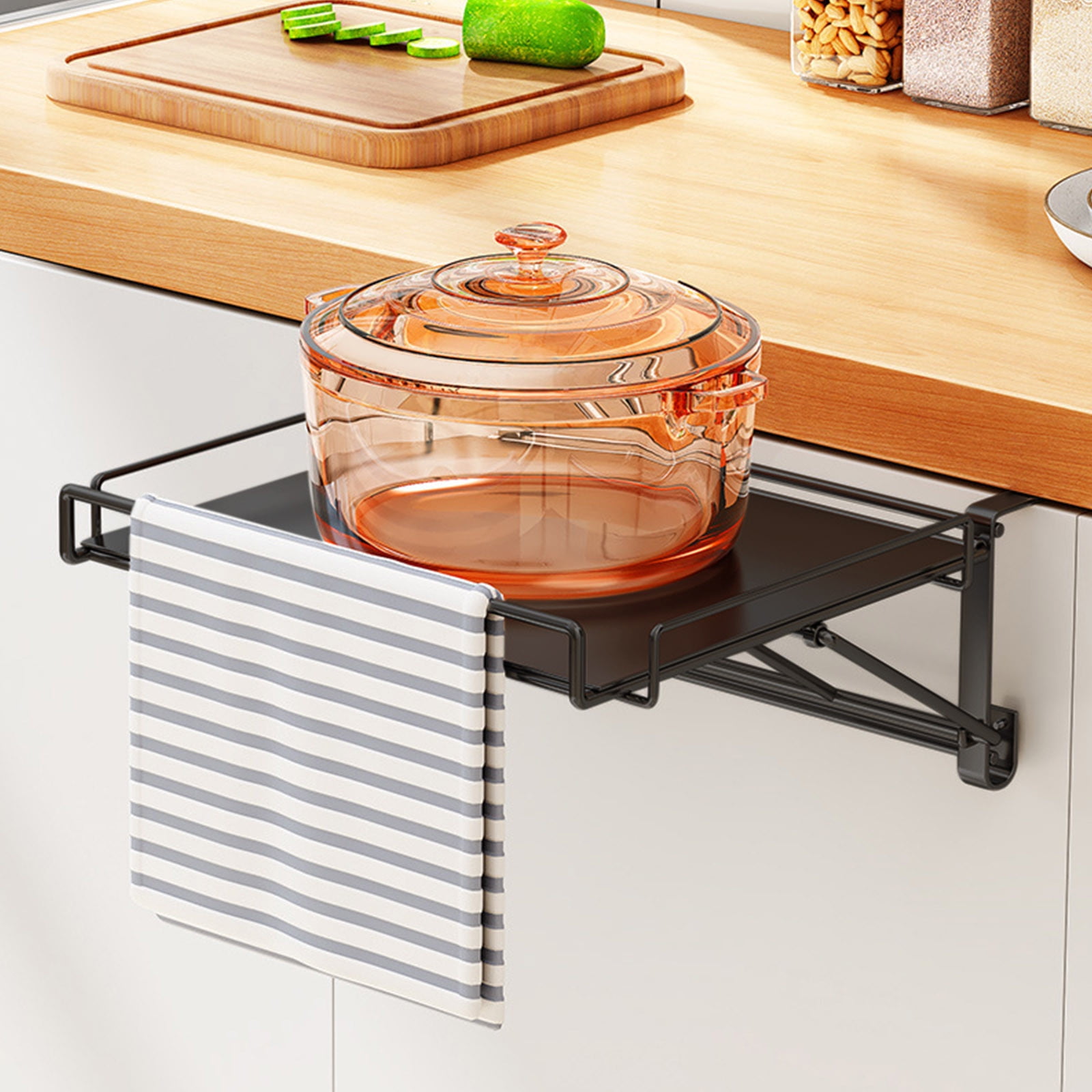 Bxaolu Foldable Stainless Steel Door Hook Organizer & Countertop Shelf ...