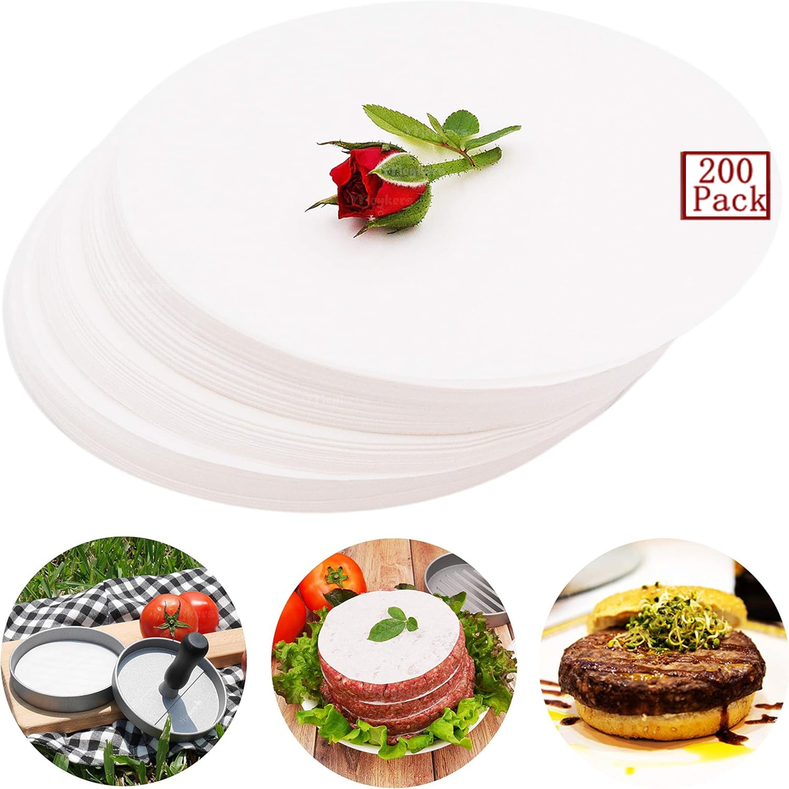 Bxaolu Hamburger Patty Paper Round 4.5 Inch, Baking Parchment Set of ...