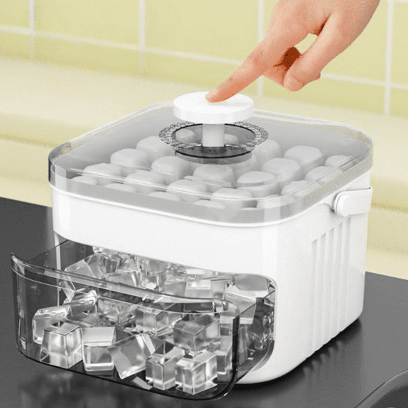 Bxaolu Ice Cube Mold Tray: Ice Mold Trays with Lid and Bin, Ice Cubes ...