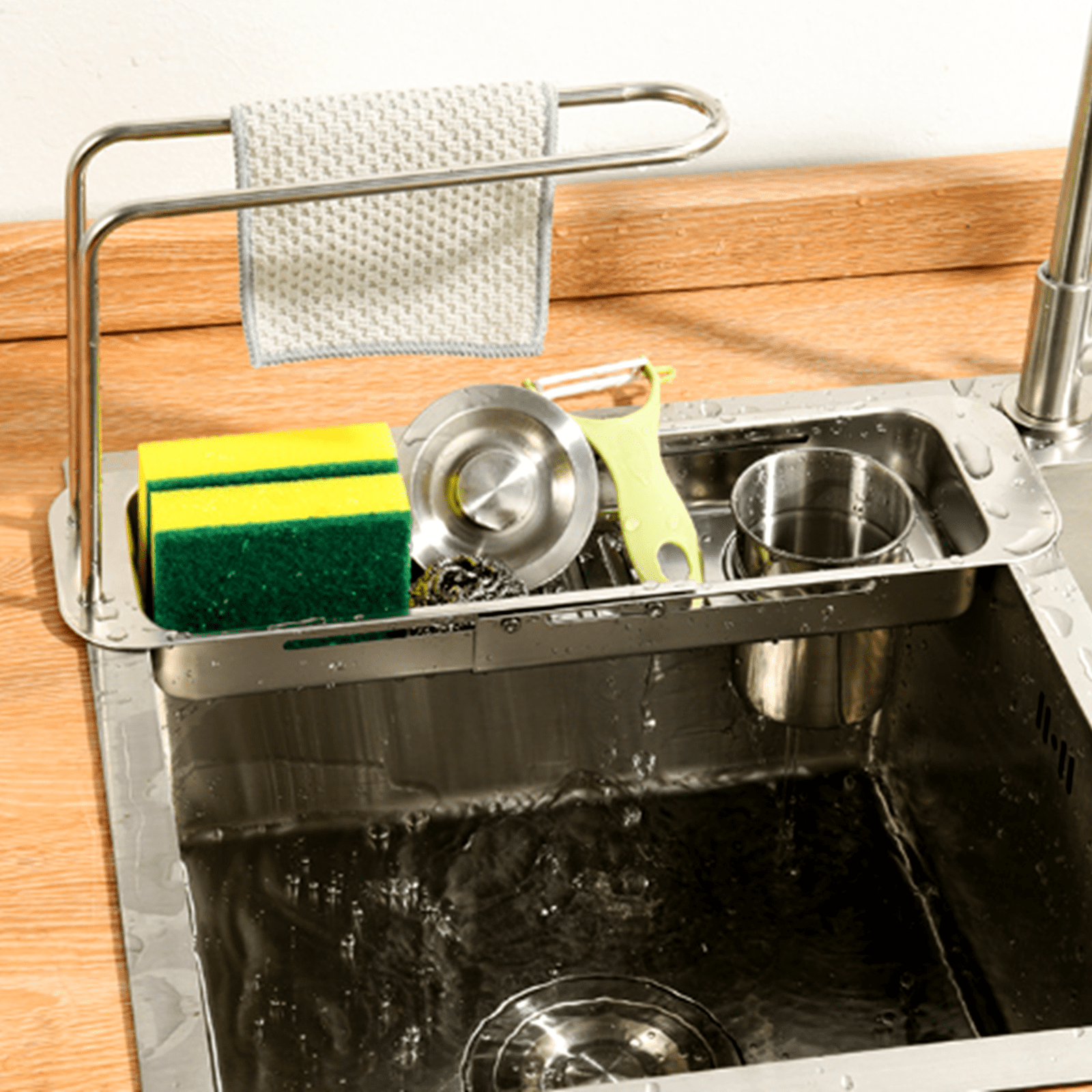 Bxaolu Over The Kitchen Sink Caddy Sponge Holder Organizer Drying Rack ...