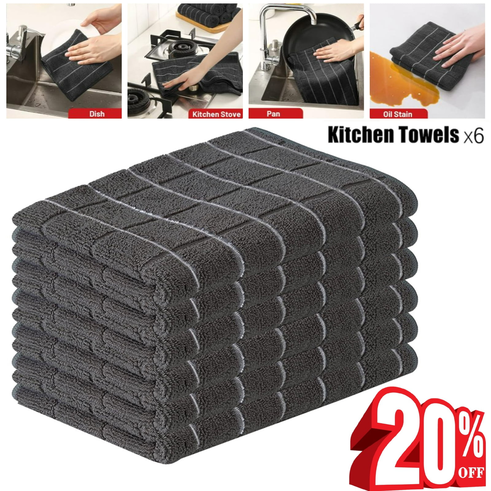 Bxaolu Kitchen Towels and Dishcloths Set, 17.71x 25.59 Inches, Soft ...