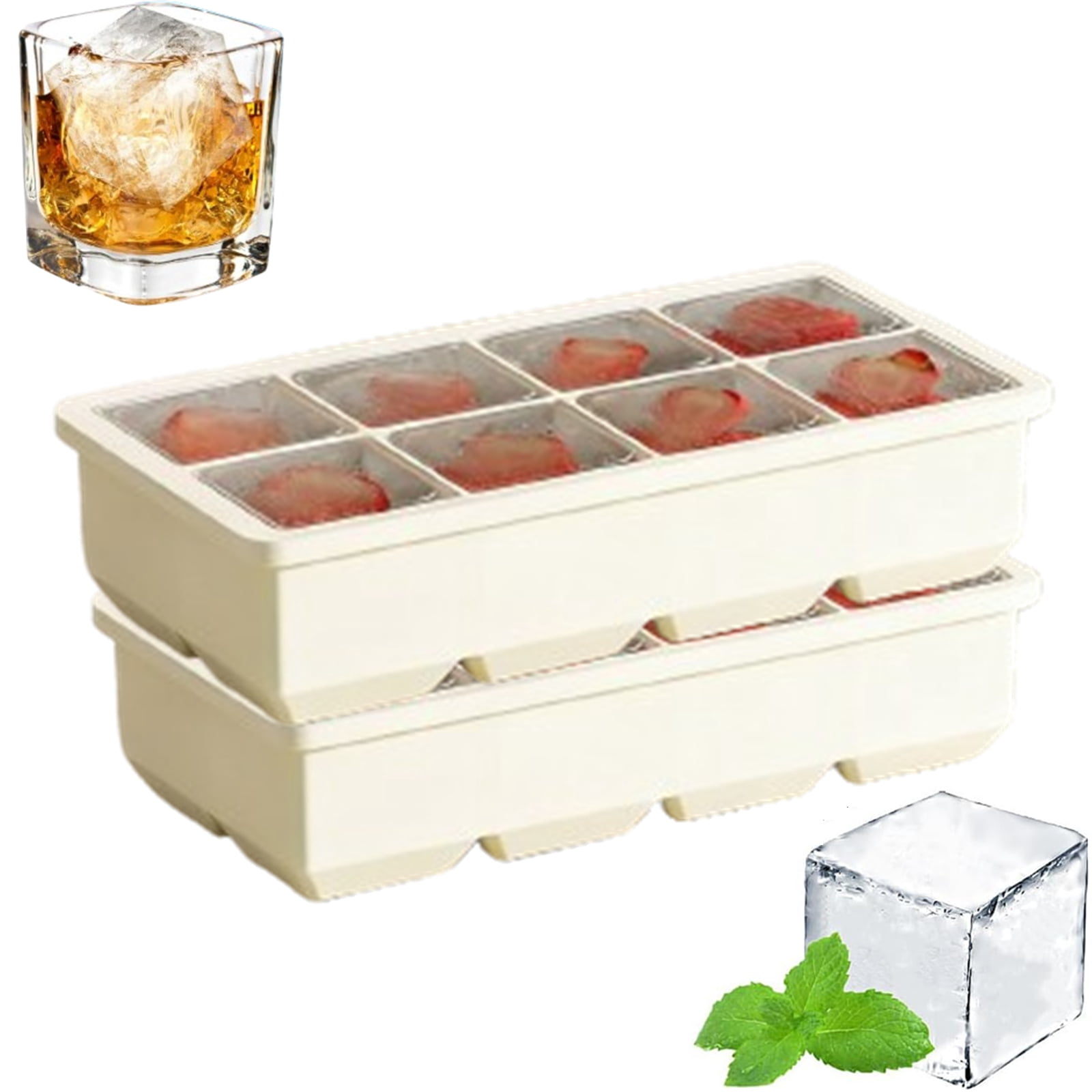 Bxaolu Large Silicone Ice Cube Tray (1-Pack), Easy Release 2in Big Ice ...