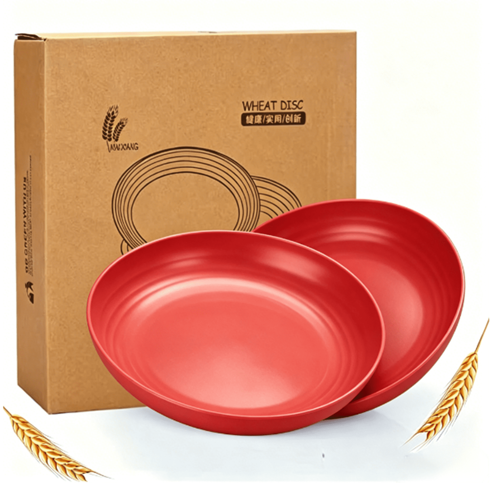 Bxaolu Large Wheat Straw Dinner Plates - 11 Inch Set of 2 - Unbreakable ...