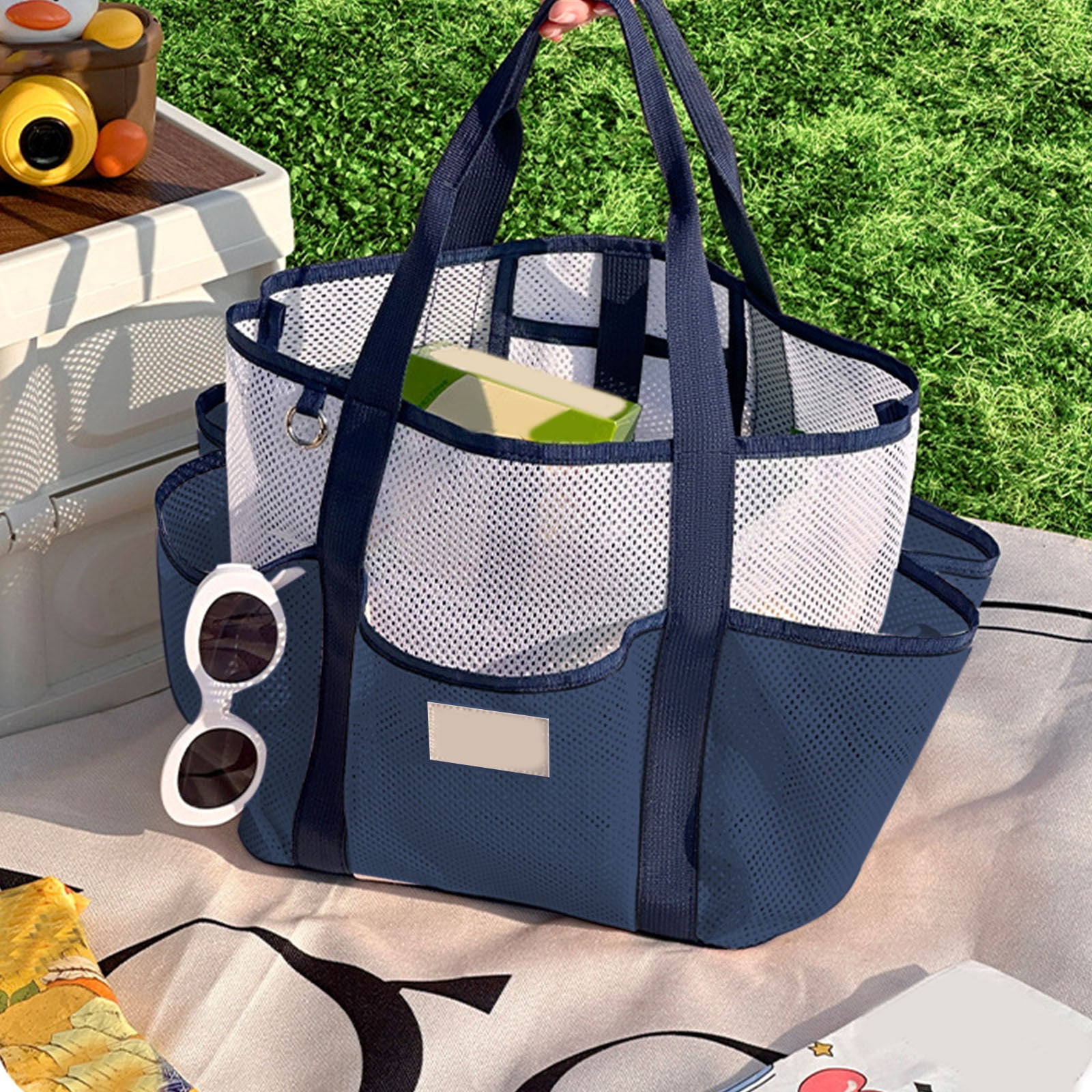 Bxaolu Mesh Beach Bag, Large Beach Tote Waterproof Sandproof with 7 ...