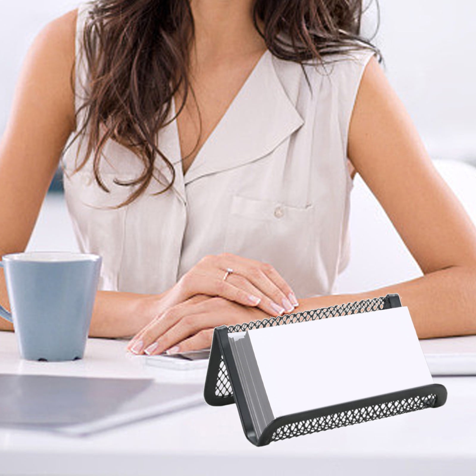 Bxaolu Mesh Business Card Holder Desk Metal Black Business Card Holder ...