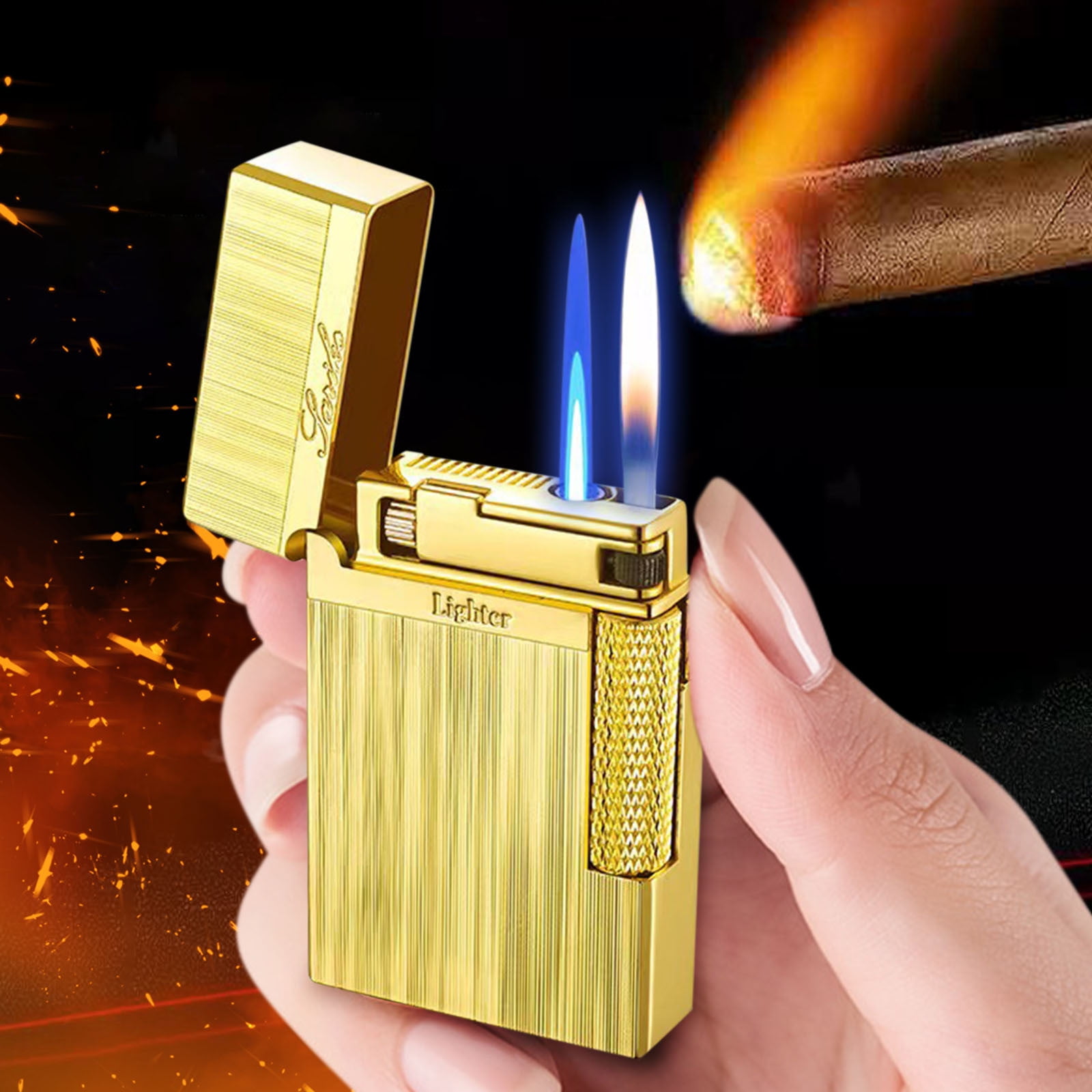 Bxaolu Metal Lighter, Side Wheel Frosted Lighter, Refillable Butane ...