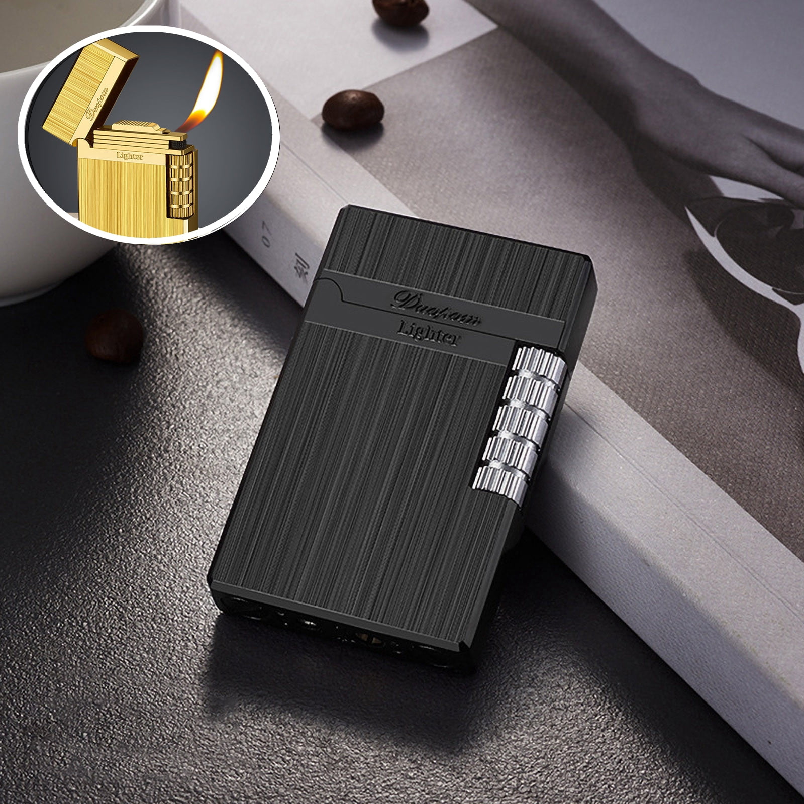 Bxaolu Metal Lighter, Side Wheel Frosted Lighter, Refillable Butane ...