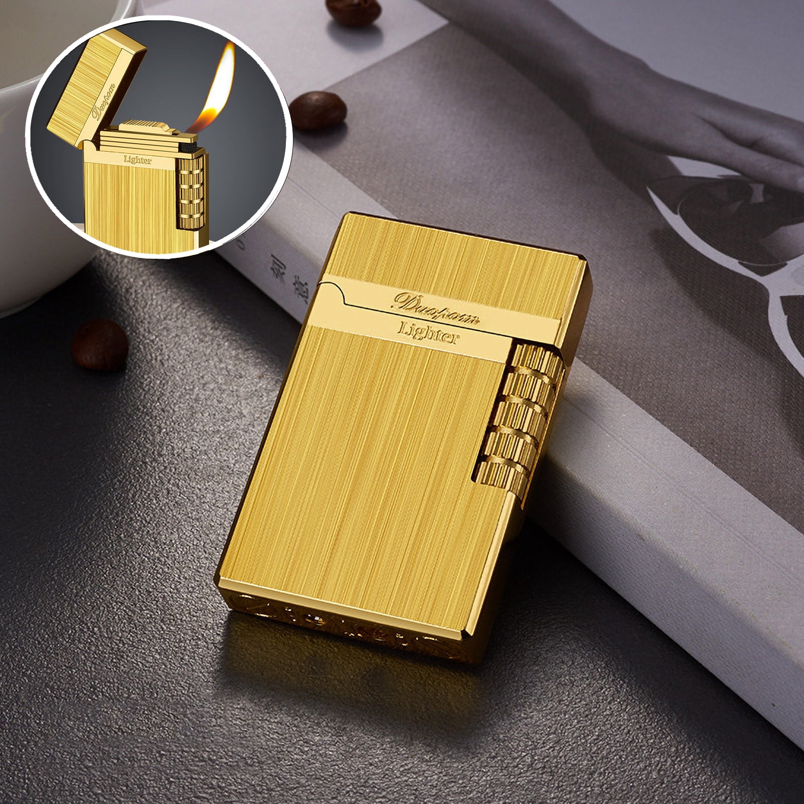 Bxaolu Metal Lighter, Side Wheel Frosted Lighter, Refillable Butane ...