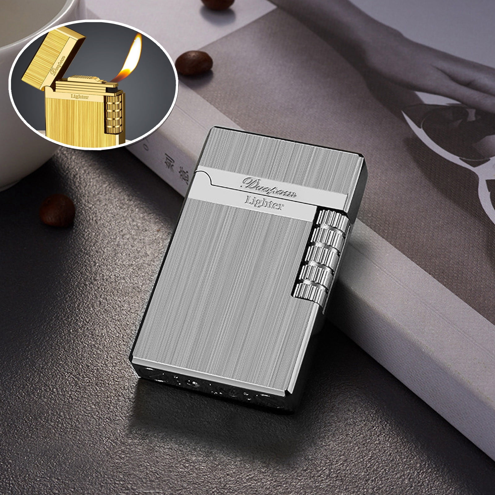Bxaolu Metal Lighter, Side Wheel Frosted Lighter, Refillable Butane ...