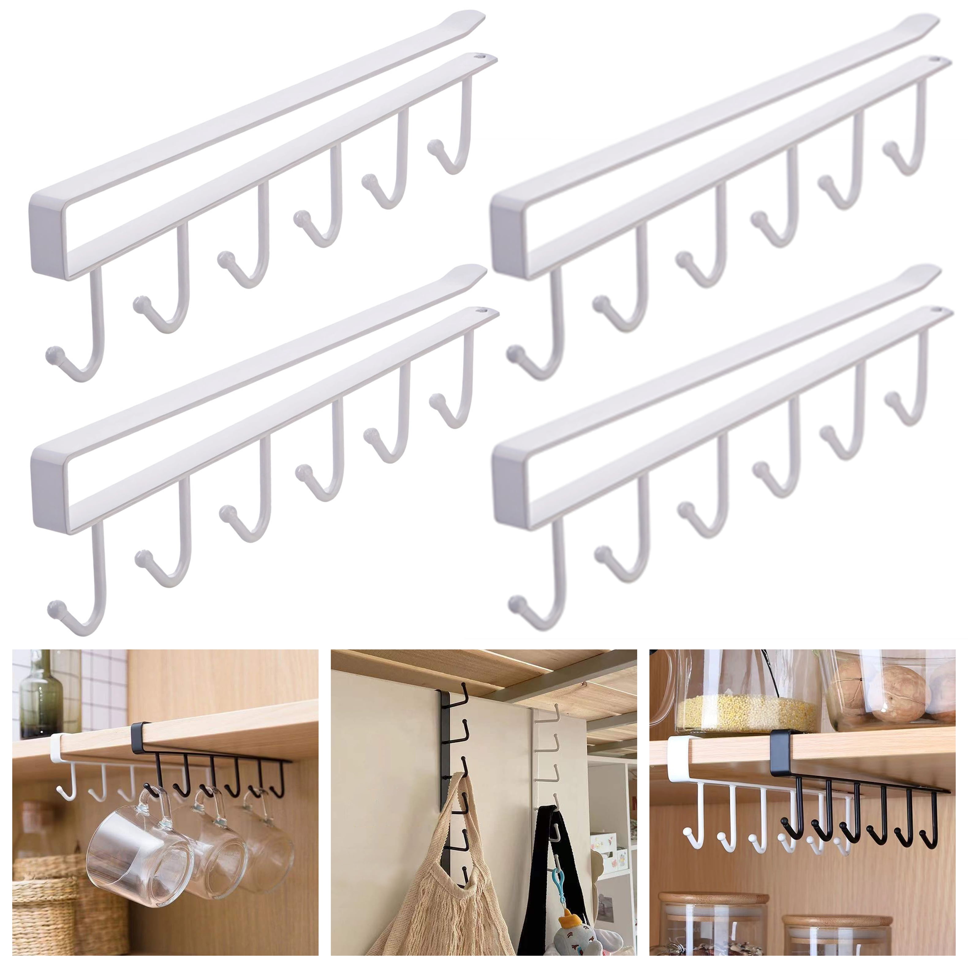 Bxaolu Mug Hooks Under Cabinet 4 Pack, Metal Cup Hooks for Hanging ...