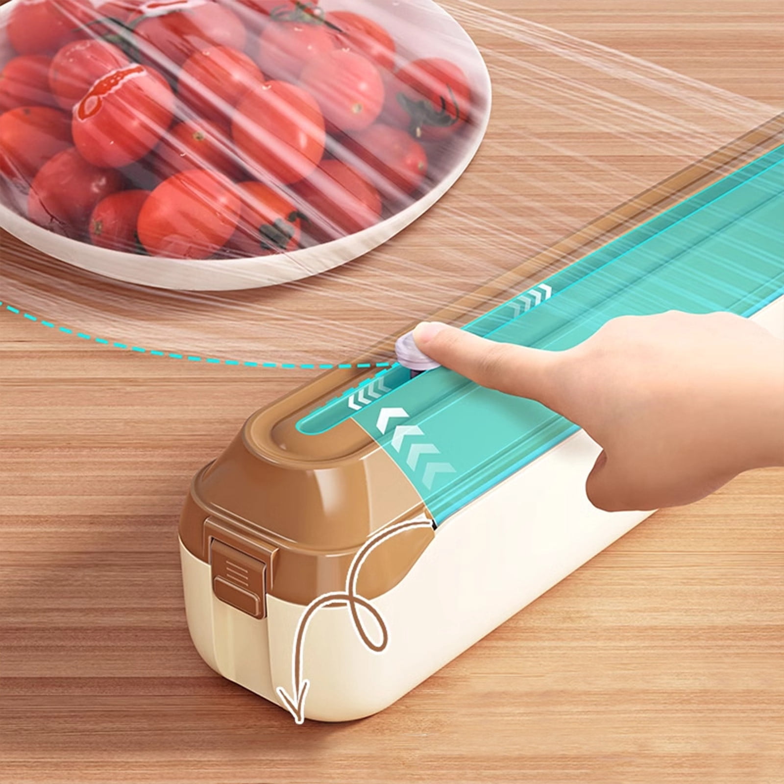 Bxaolu Plastic Wrap Dispenser With Cutter, Reusable Cling Film ...