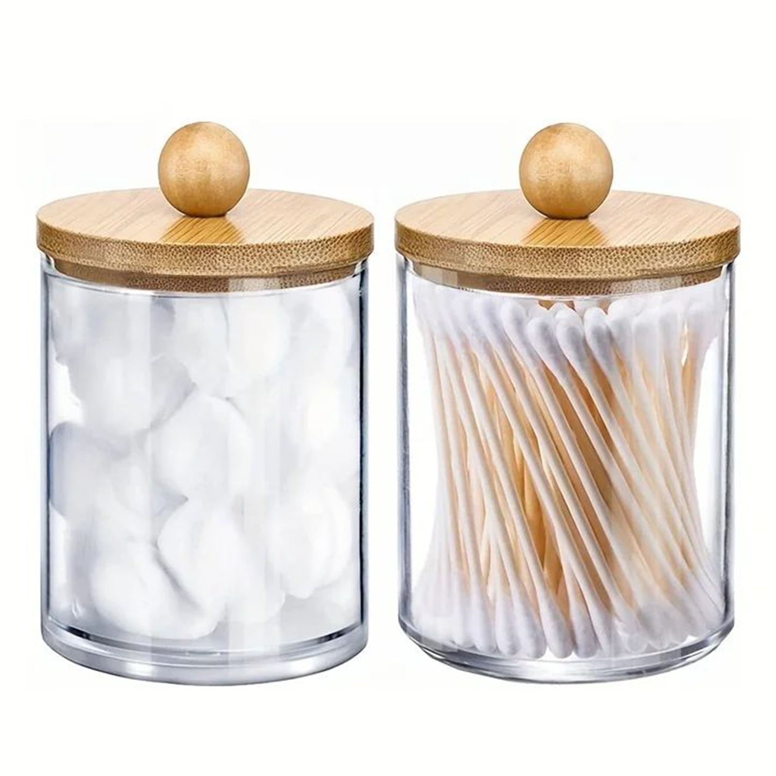 Bxaolu Qtips Holder Bathroom Container, 10 OZ Cotton Ball/Swabs ...