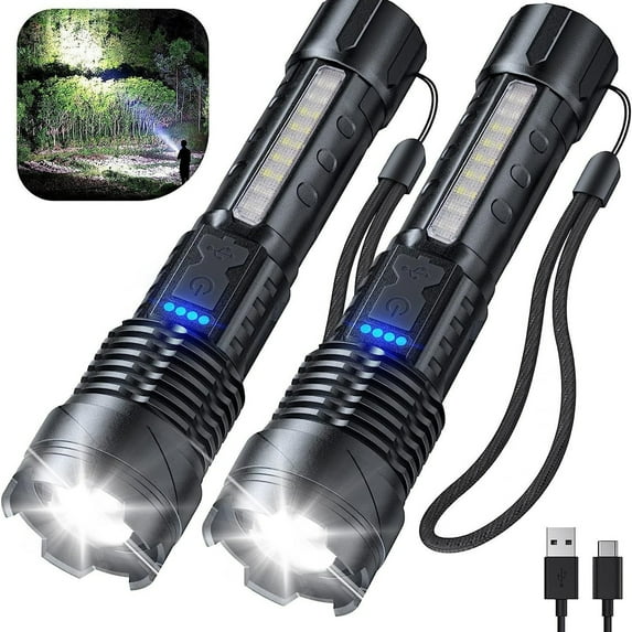Bxaolu Rechargeable Flashlights High Lumens 2 Packs, Super Bright ...