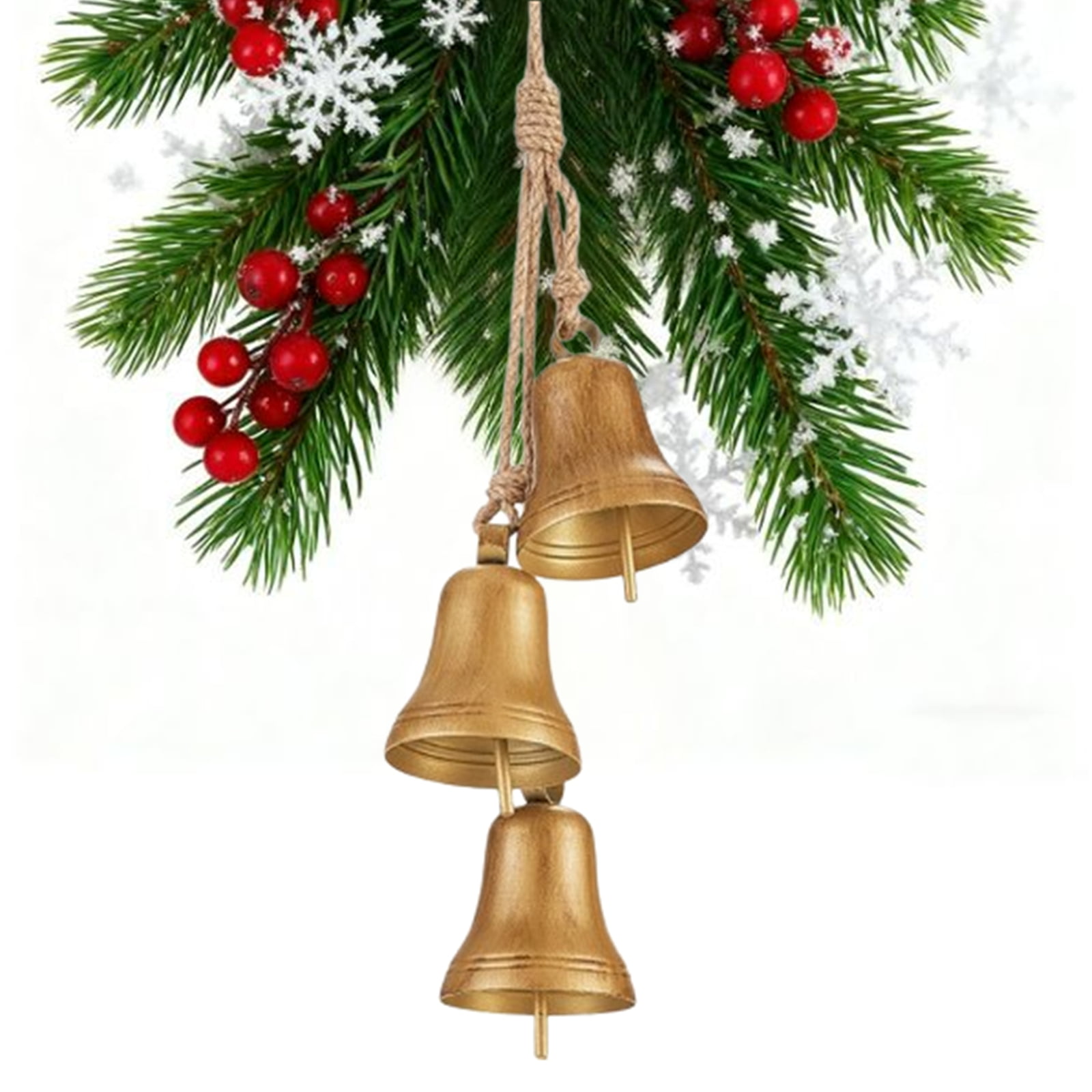 Bxaolu Set of 3 Rustic Gold Christmas Bells for Decoration - Metal ...