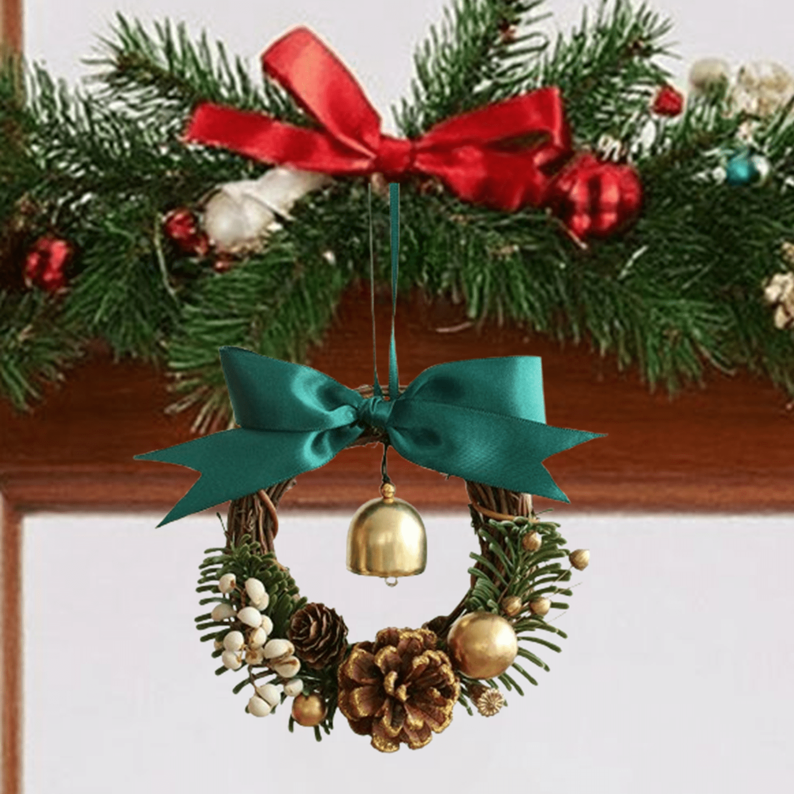 Bxaolu Small Christmas Wreath Mini Wreaths for Kitchen Window Chair ...