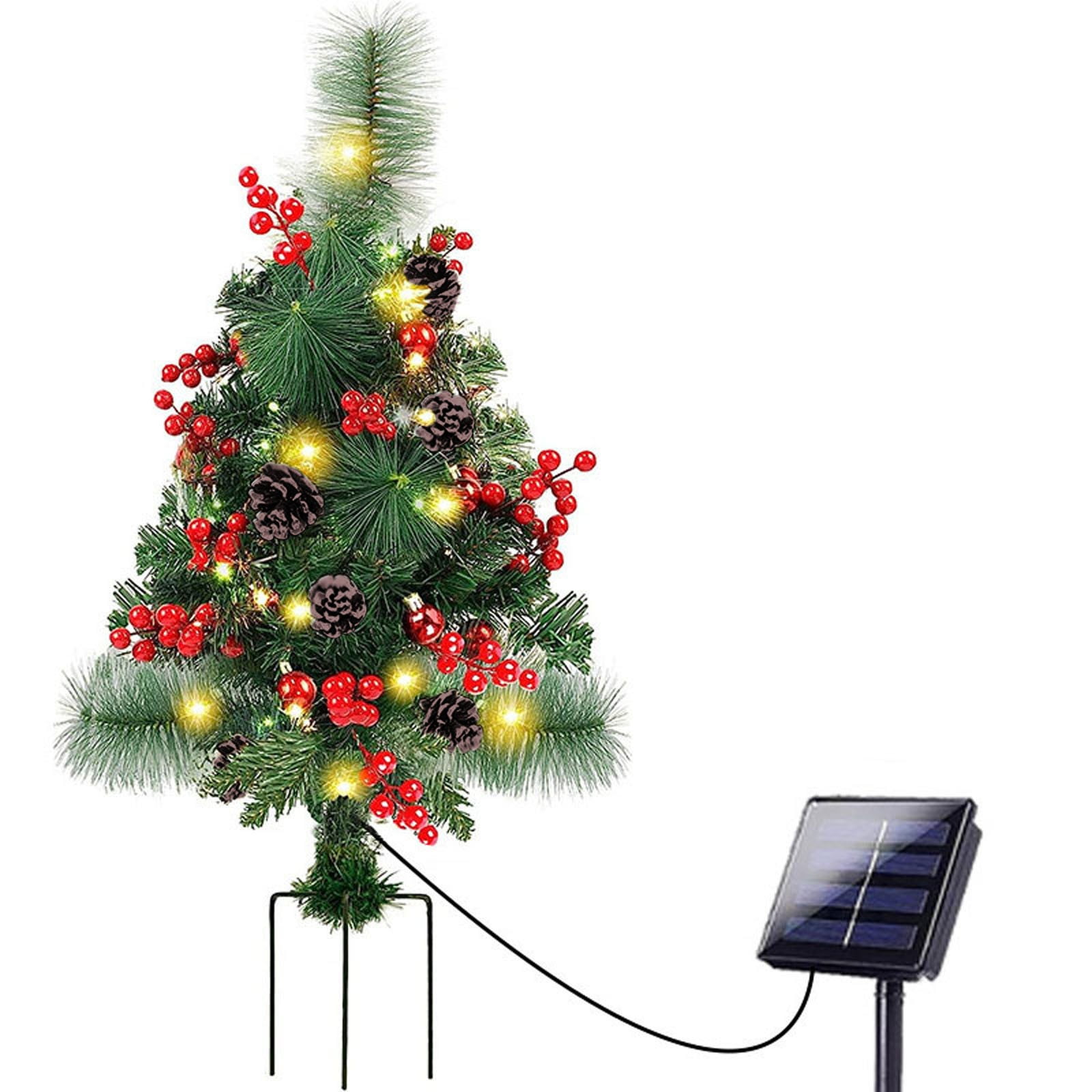 Bxaolu Solar Christmas Tree 27.5 inch Pre-Lit Pathway Porch Christmas ...