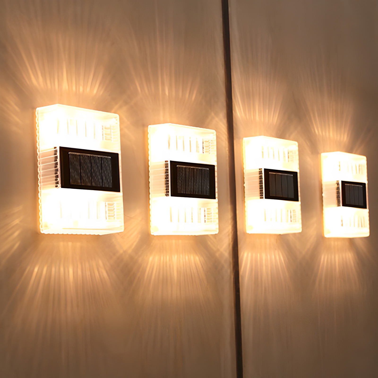 Bxaolu Solar Fence Lights Outdoor, 4 Pack Warm White/Cool White/RGB ...