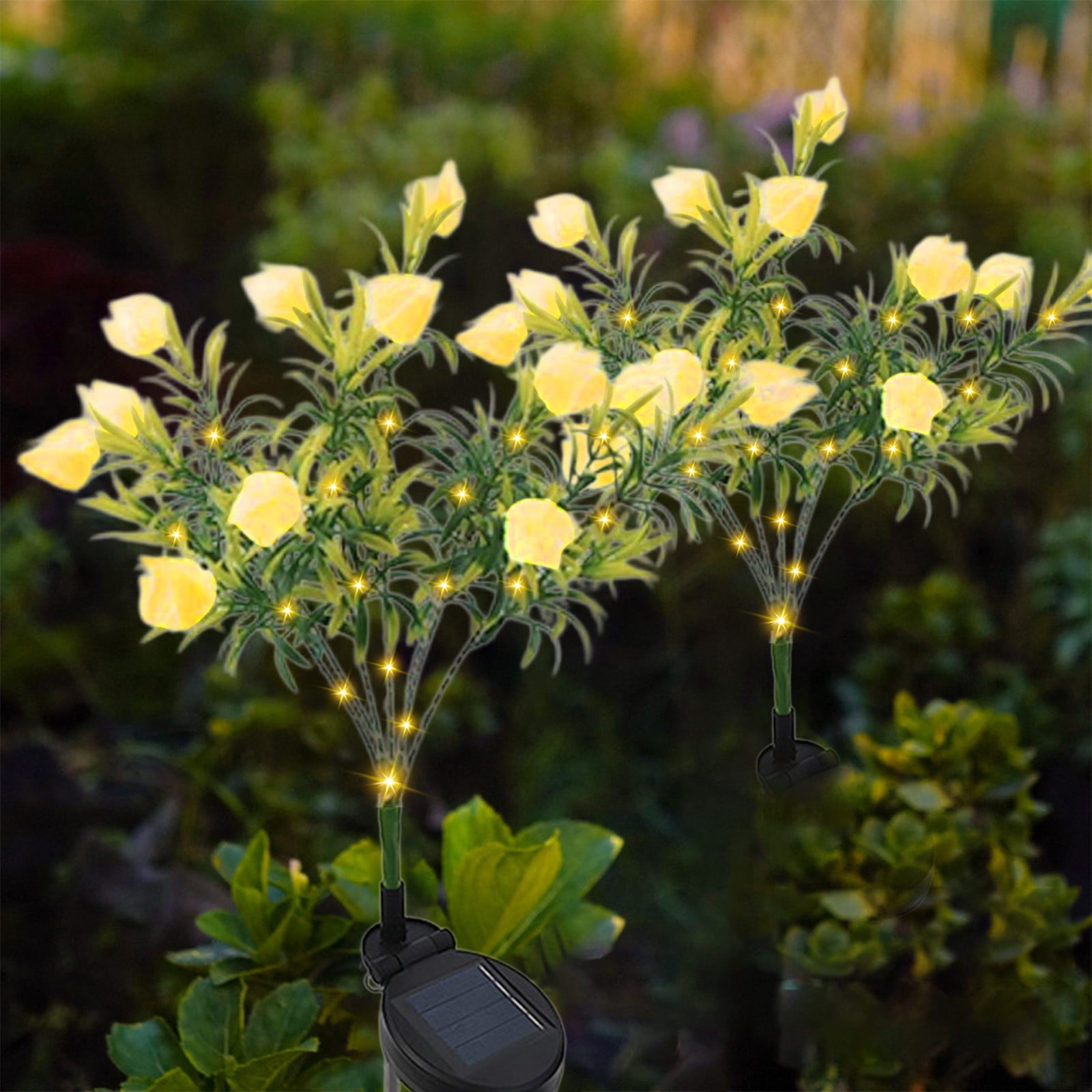 Bxaolu Solar Garden Light, 2 Packs Flower Solar Lights Outdoor, IP65 ...