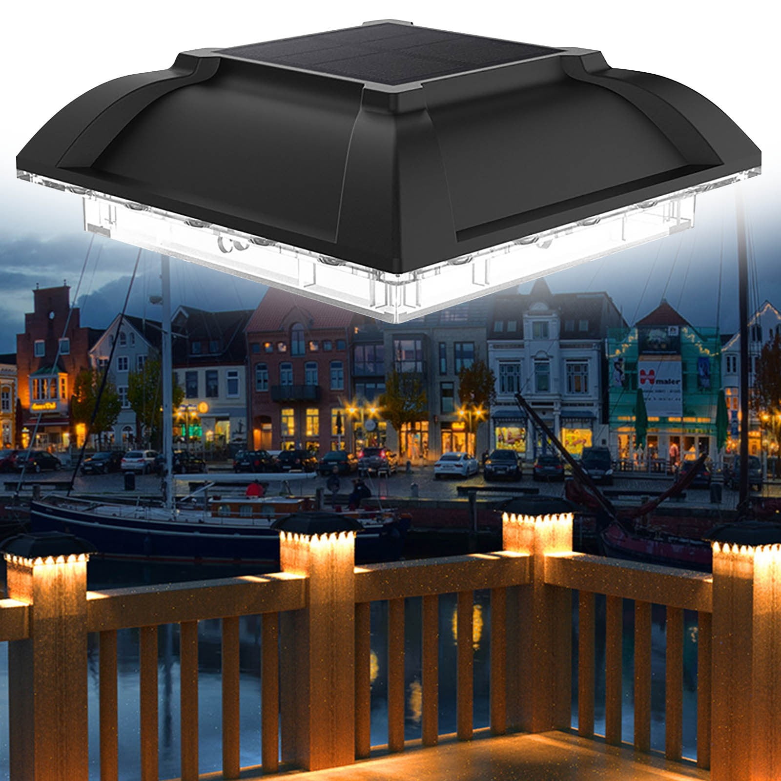 Bxaolu Solar Post Light, Outdoor Column Pillar Lamp Dusk to Dawn IP5 Waterproof, Fence Posts Cap ...