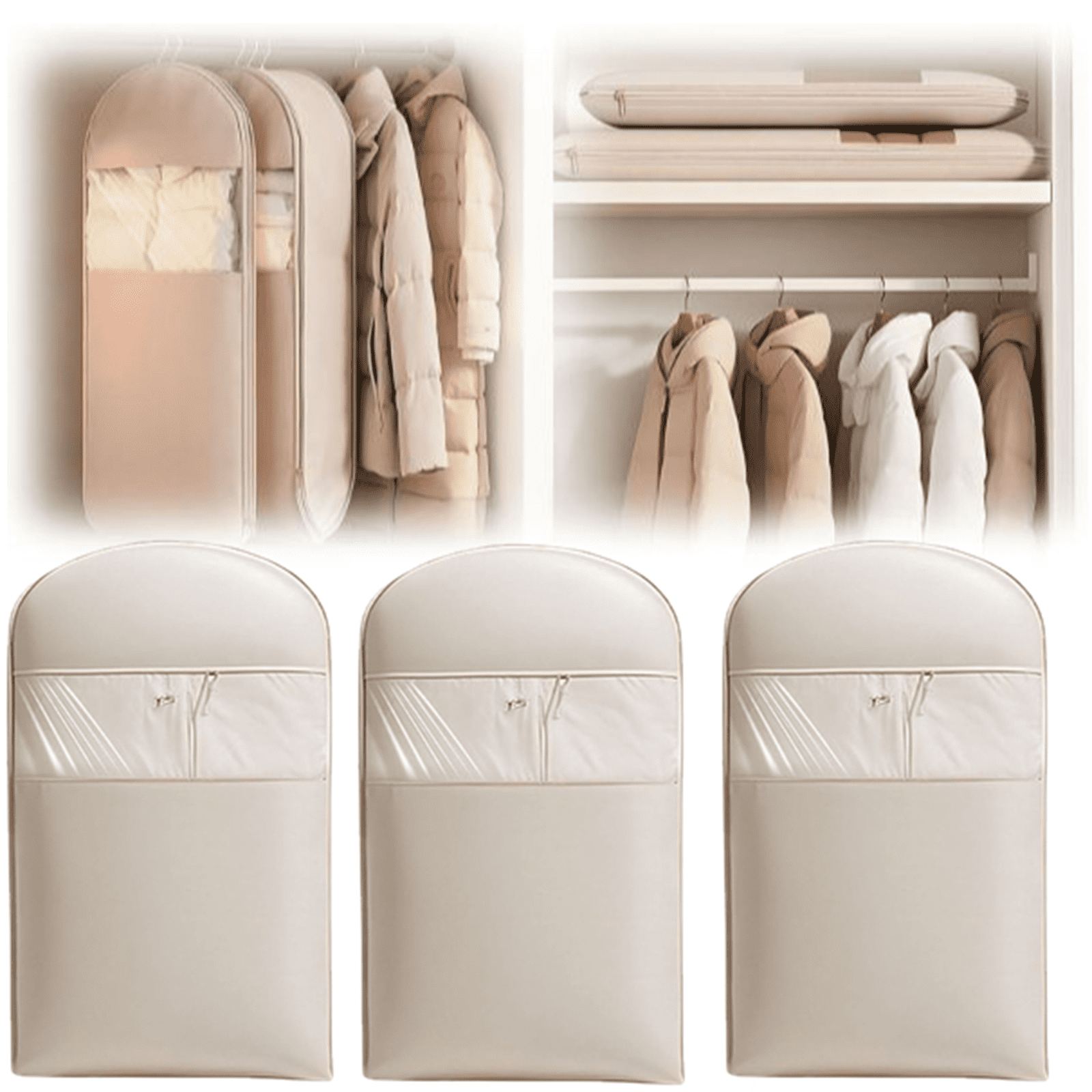 Bxaolu Space Saving Hanging Garment Bag with Self Compression Zipper ...