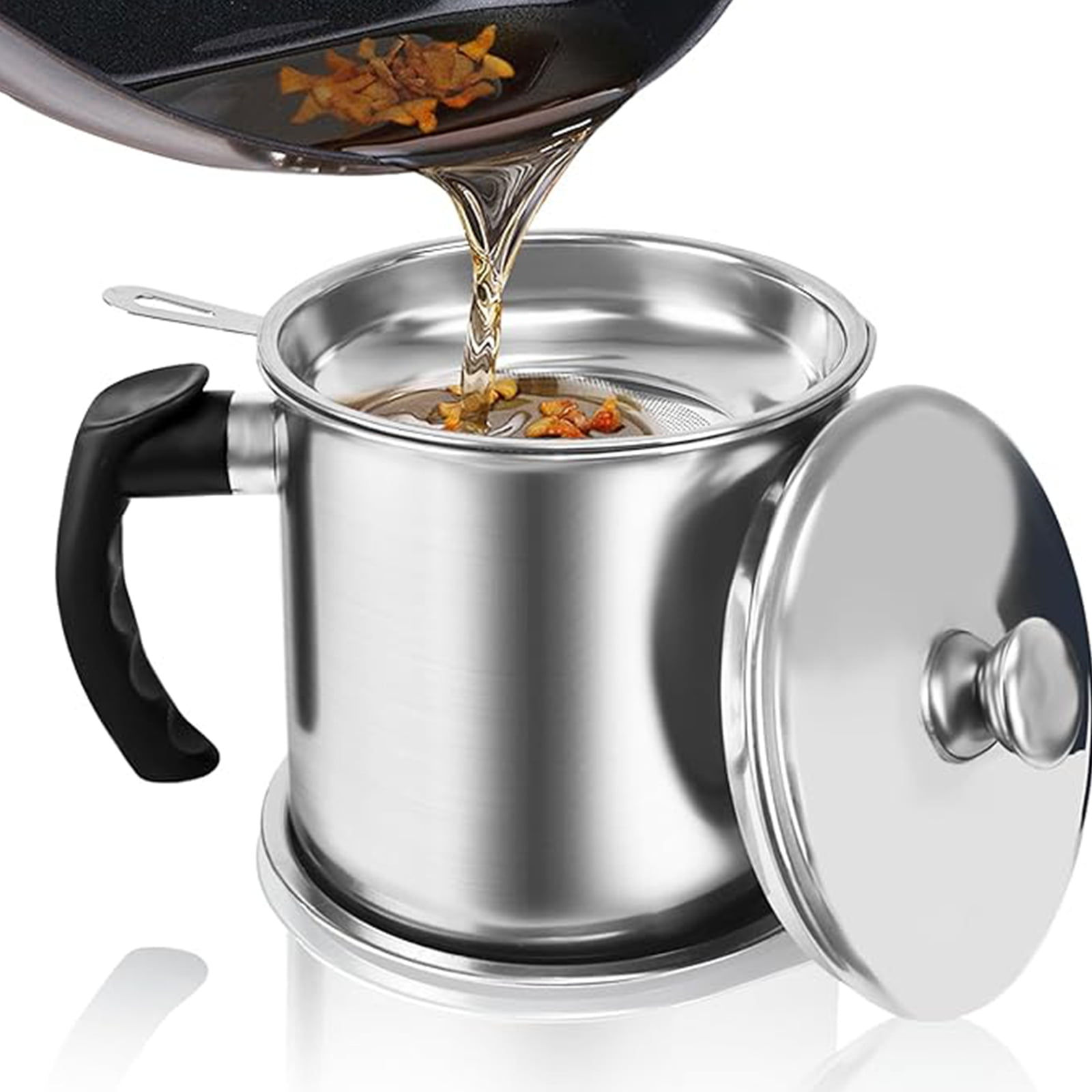 Bxaolu Stainless Steel Oil Filter Pot, Grease Container with Fine Mesh ...