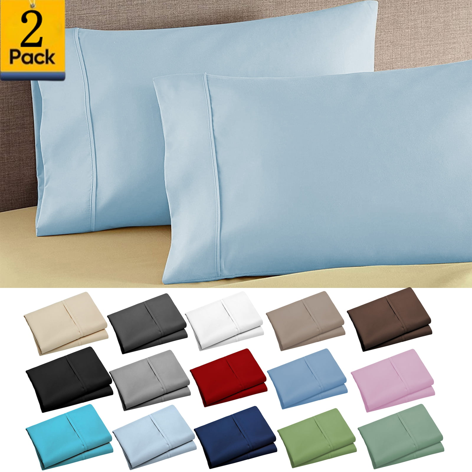 Bxaolu Standard/Queen Pillowcase Set - 2 Pack Brushed Microfiber 20x30 ...