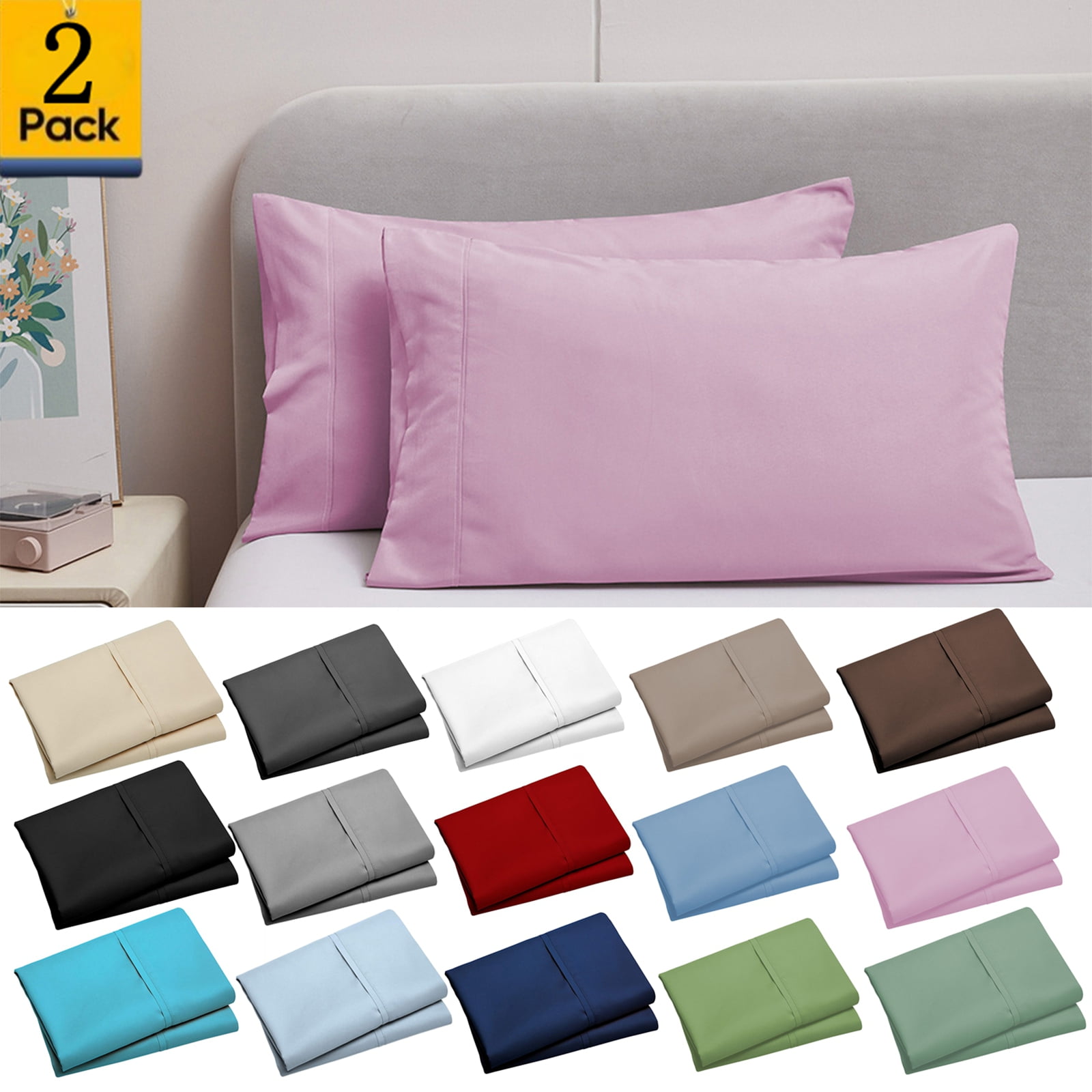 Bxaolu Standard/Queen Pillowcase Set - 2 Pack Brushed Microfiber 20x30 ...