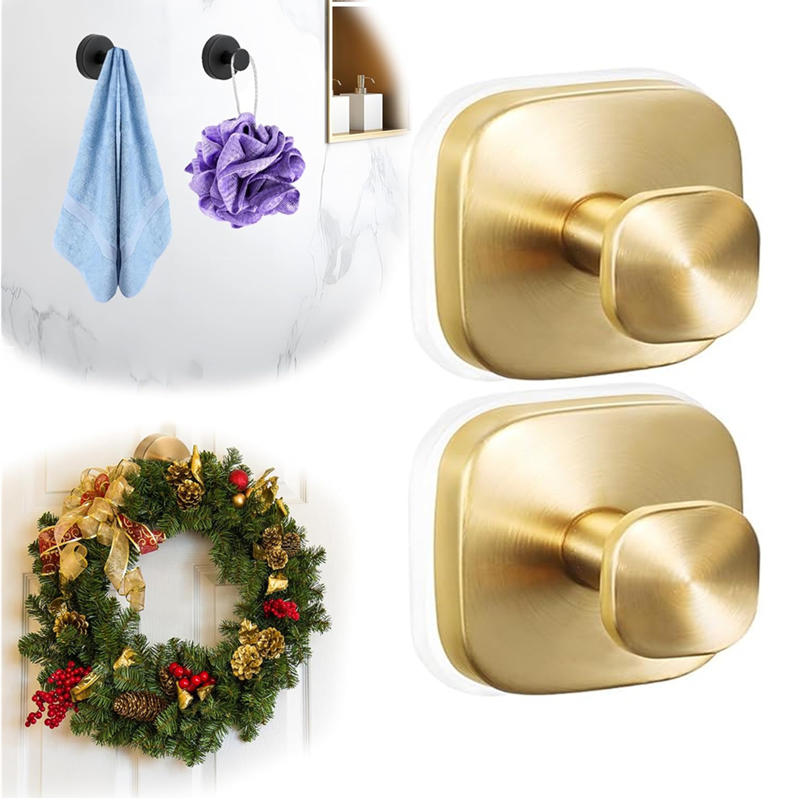 Bxaolu Suction Cup Hooks for Wreaths on Glass, Upgraded No Drill ...