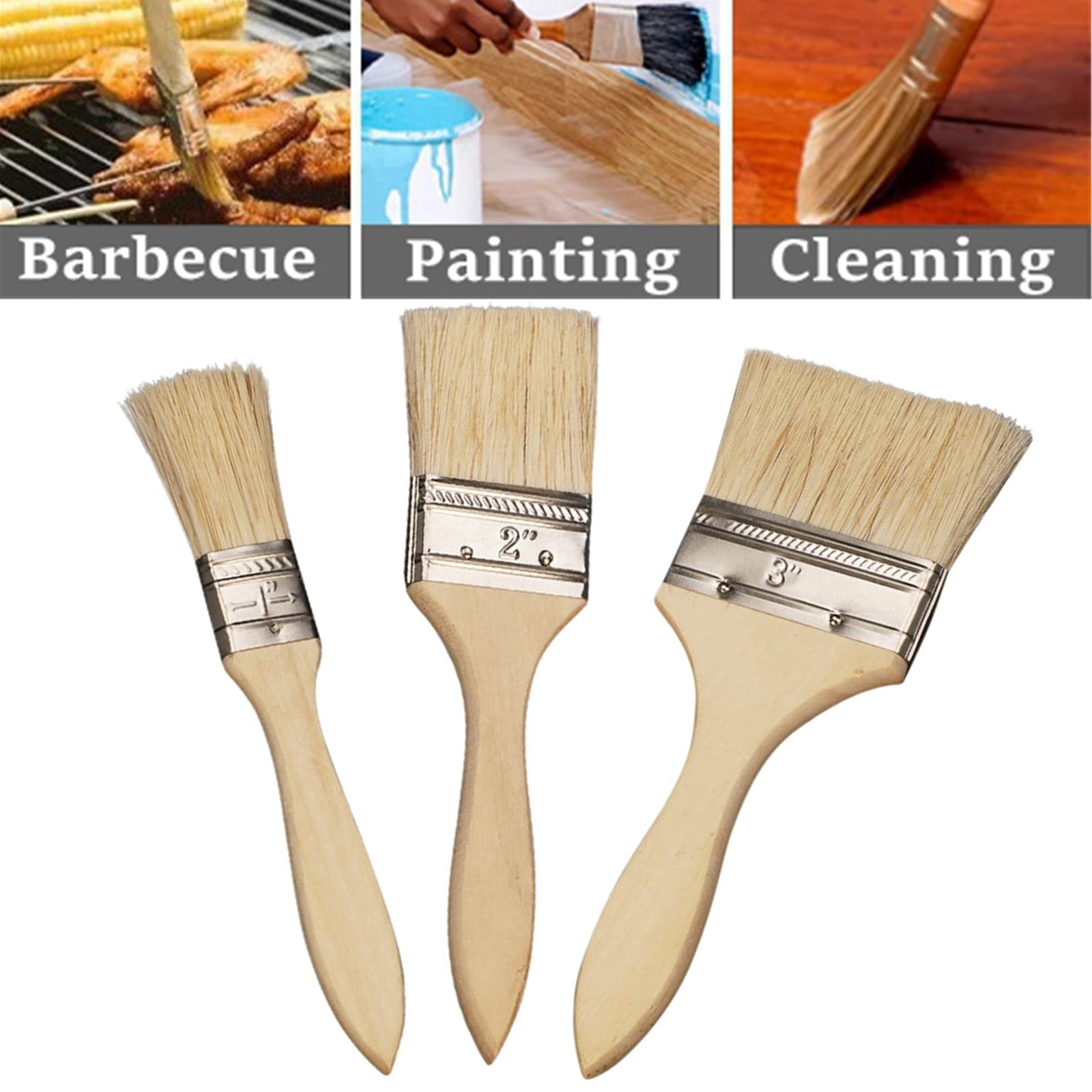 Bxaolu Thick Chip Paint Brush Set, Wood Stain Brushes for Painting ...