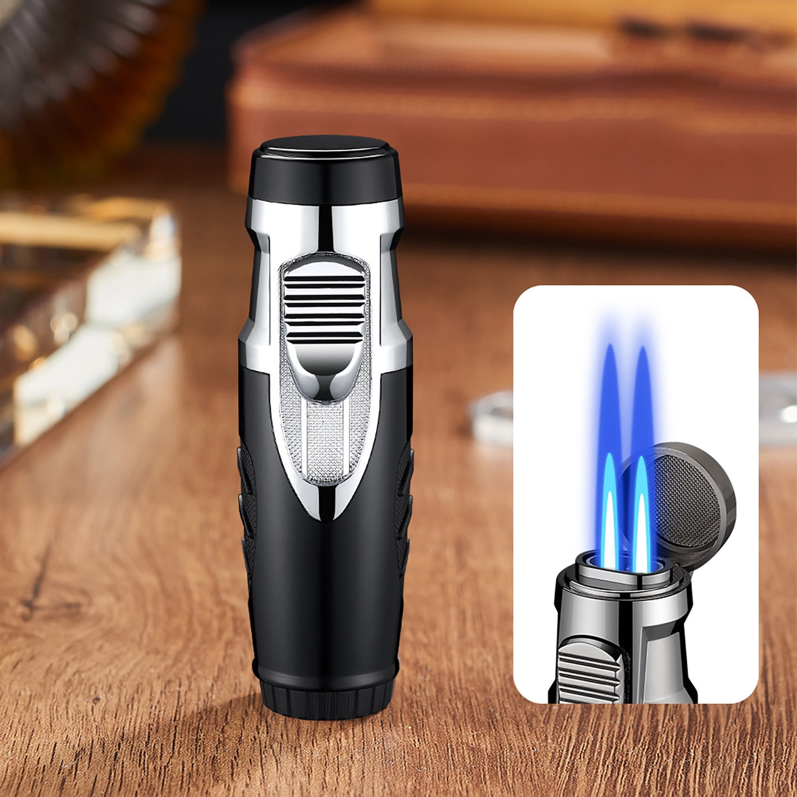Bxaolu Torch Lighter 1 Pack Double Flame Butane Torch Lighters Refillable Butane Gas Lighter ...