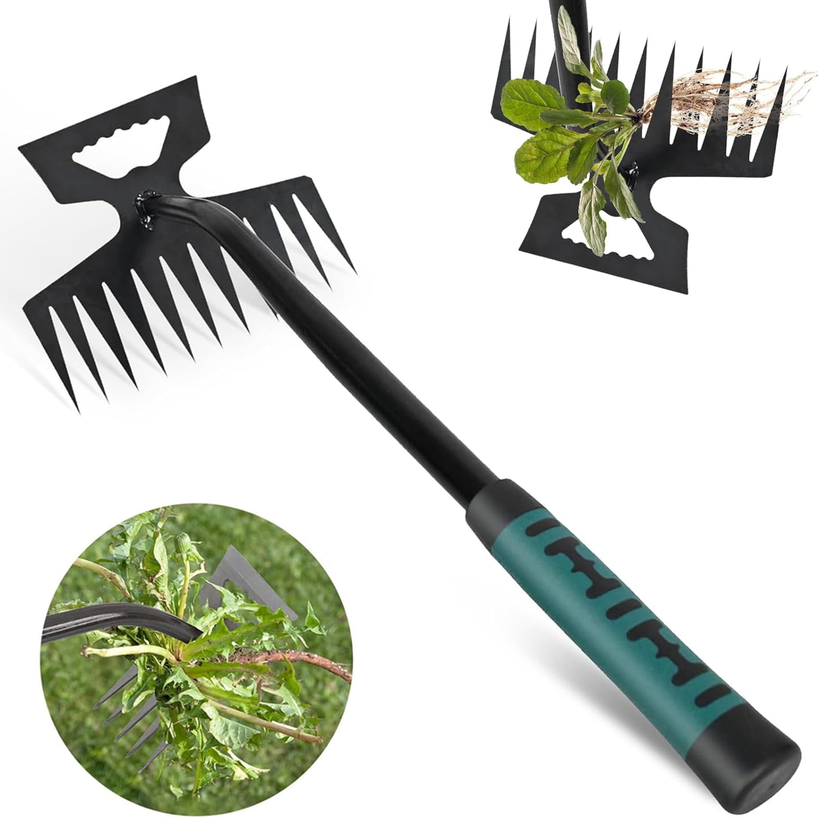 Bxaolu Weeding Artifact Uprooting Weeding Tool, 11 Teeth Multifunctional Hand Weeder Tool ...