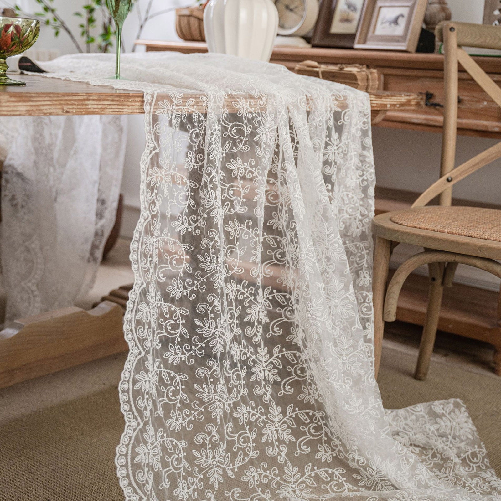Bxaolu White Lace Tablecloth 51.18 × 51.18Inch for Rustic Boho Wedding ...