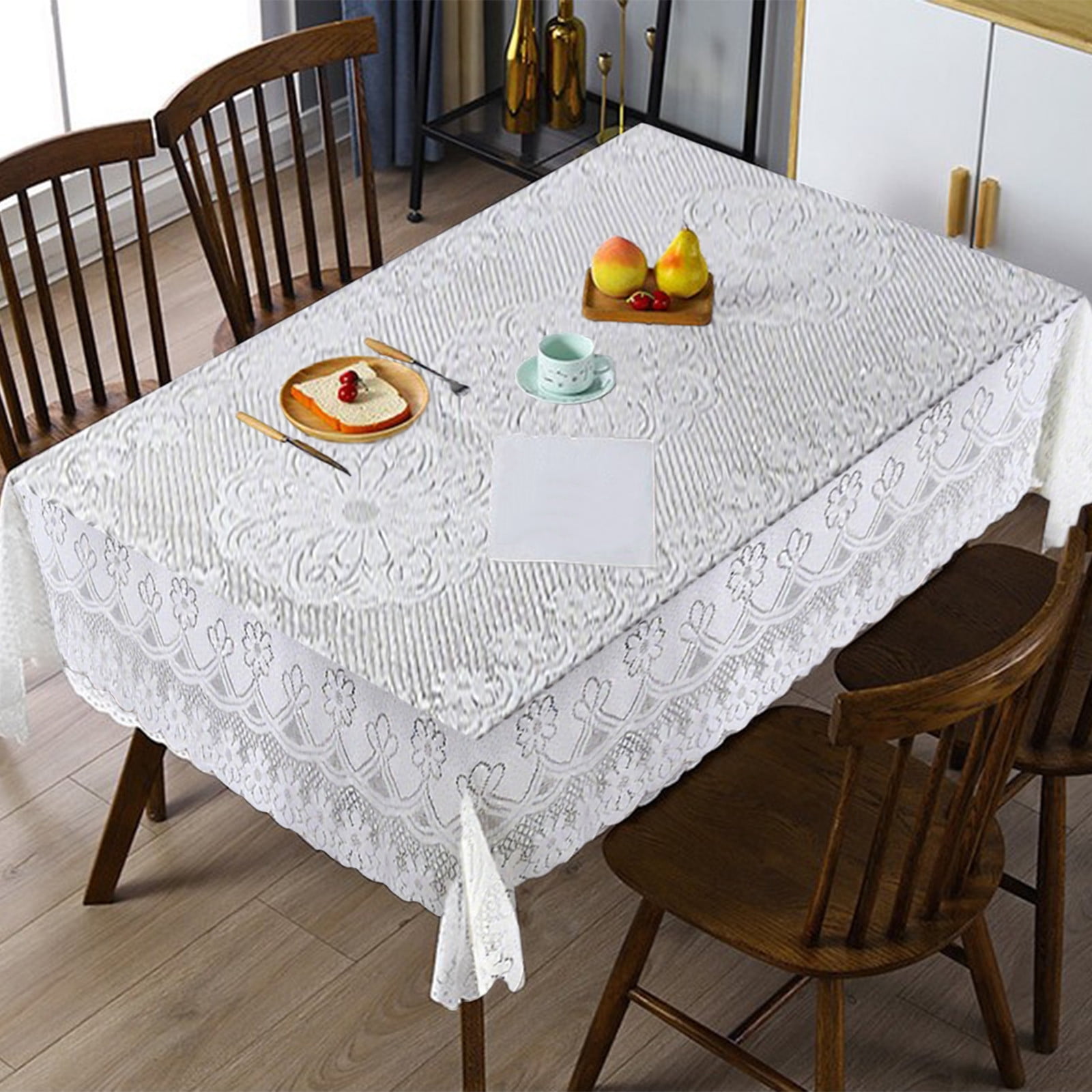 Bxaolu White Lace Tablecloth for Rectangular Tables, Vintage Style ...
