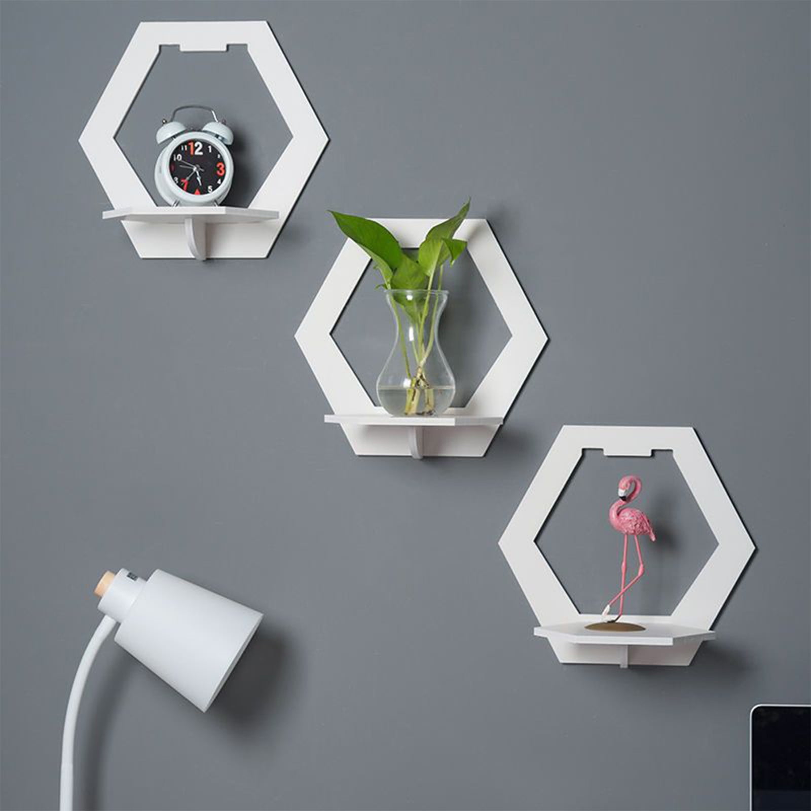 Bxaolu White Small Floating Shelf Set of 3 - for Wall with No Drill ...