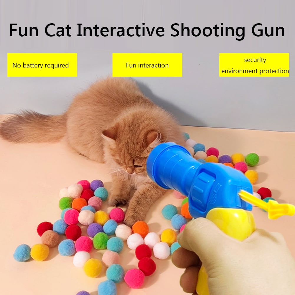 Bxingsftys Interactive Cat Plush Ball Gun, Quiet Operation, Soft ...