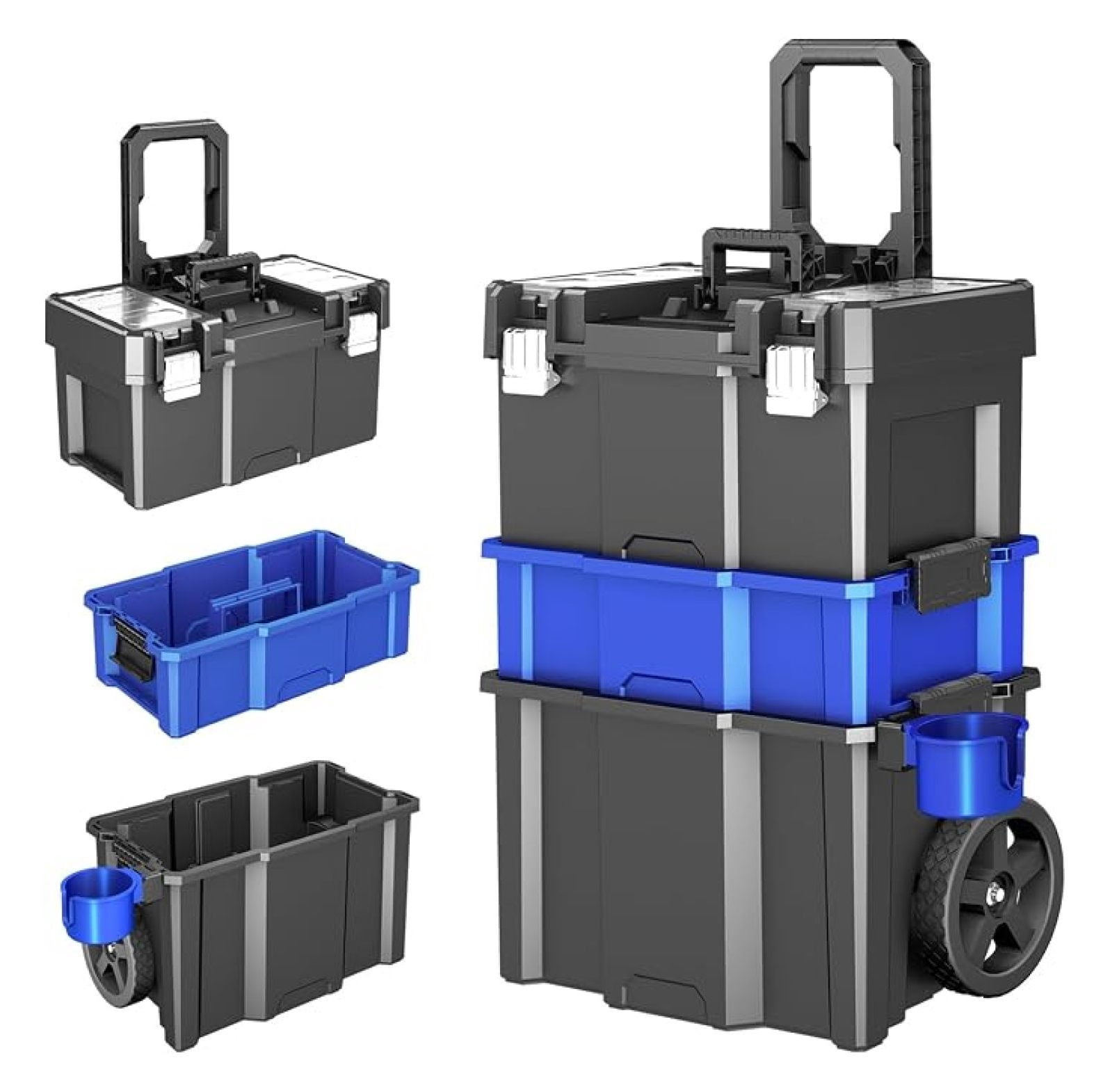 Bxrc 3 Tier Rolling Tool Box With Wheels,Stackable Tool Box with ...