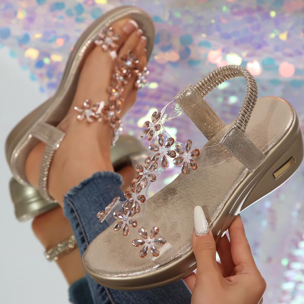 Bxsruta Adjustable Strap Round-Toe Sandals, Women's Lightweight Summer ...