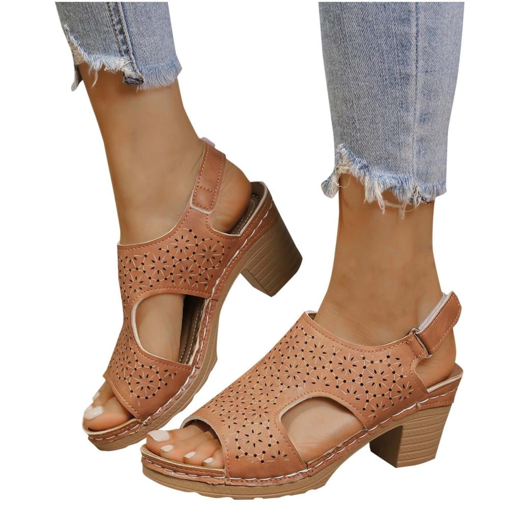 Bxsruta Belt Buckle High Heel Fish Mouth Sandals, Women's Fashion Summer Footwear with ...