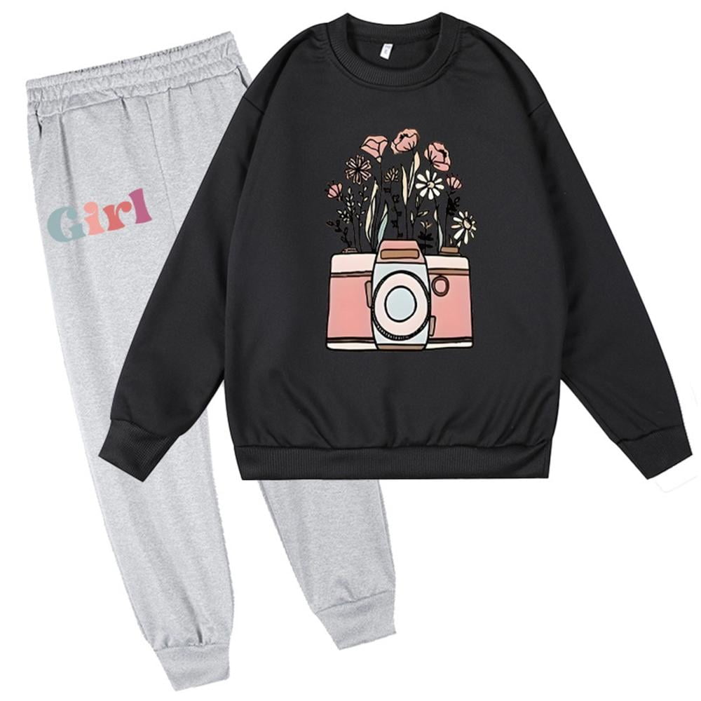 Bxsruta Children's Two-Piece Set, Long Sleeve Floral Print Coordinated ...