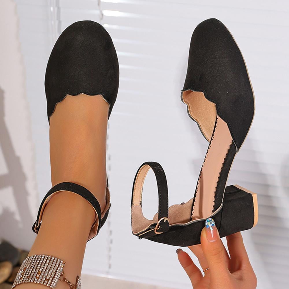 Bxsruta Chunky Heel Dress Sandals with Ankle Strap, Women's Comfortable ...